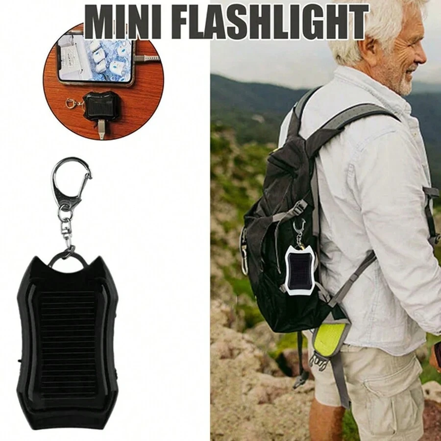 Keychain Power Bank, Solar Powered Portable Charger, Flashlight ...