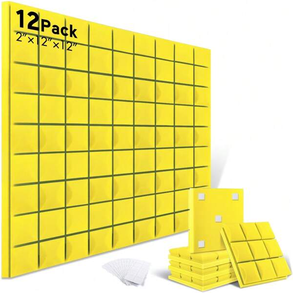 12 Pack-12x12x2 Inches Mushroom Studio Wedge Tiles, Sound Panels Sound ...