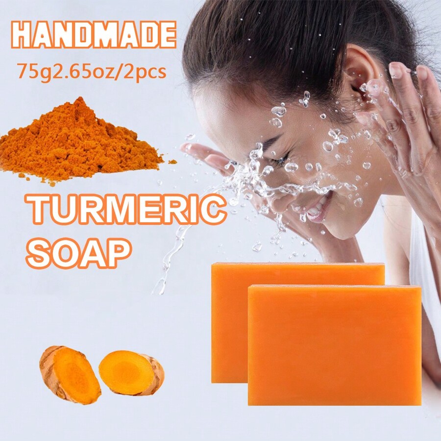2pcs 75g Handmade Natural Turmeric Soap For Acne And Spot Removal, With ...