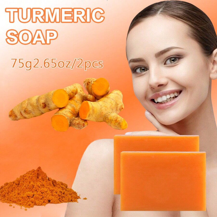 2pcs 75g Handmade Natural Turmeric Soap For Acne And Spot Removal, With ...