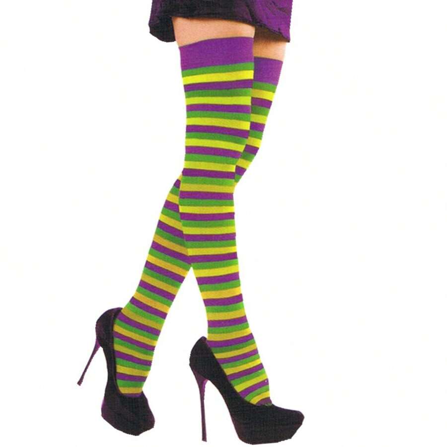 1PCS Carnival Women's Costume Over The Knee Stockings Semi-Opaque Over ...