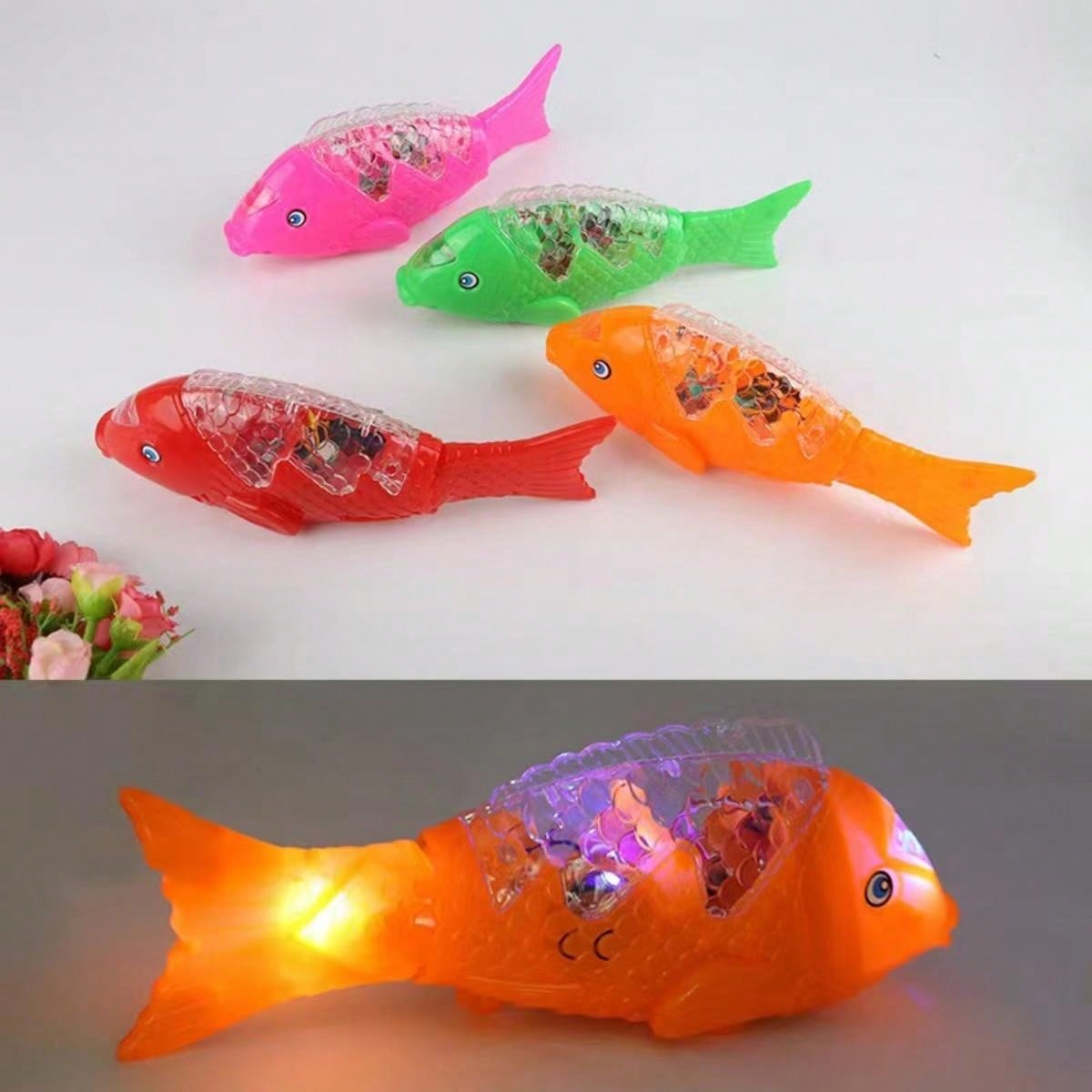 1pc Interactive Robot Fish Toy With Led Light, Swimming Activated ...