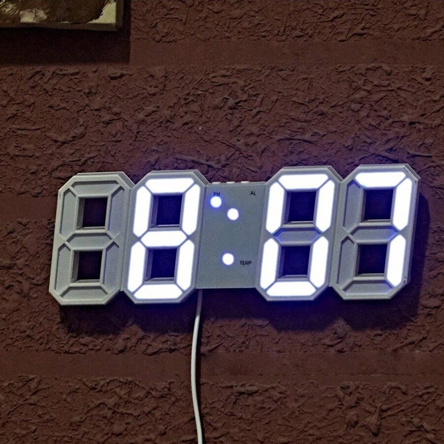 1pc Led 3d Wall Clock, Standing Timepiece For Living Room Decoration ...