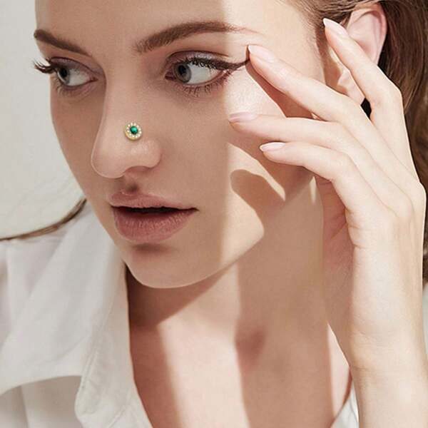 10 Pieces Of 316L Stainless Steel L-Shaped Inset Shining Nose Nails ...