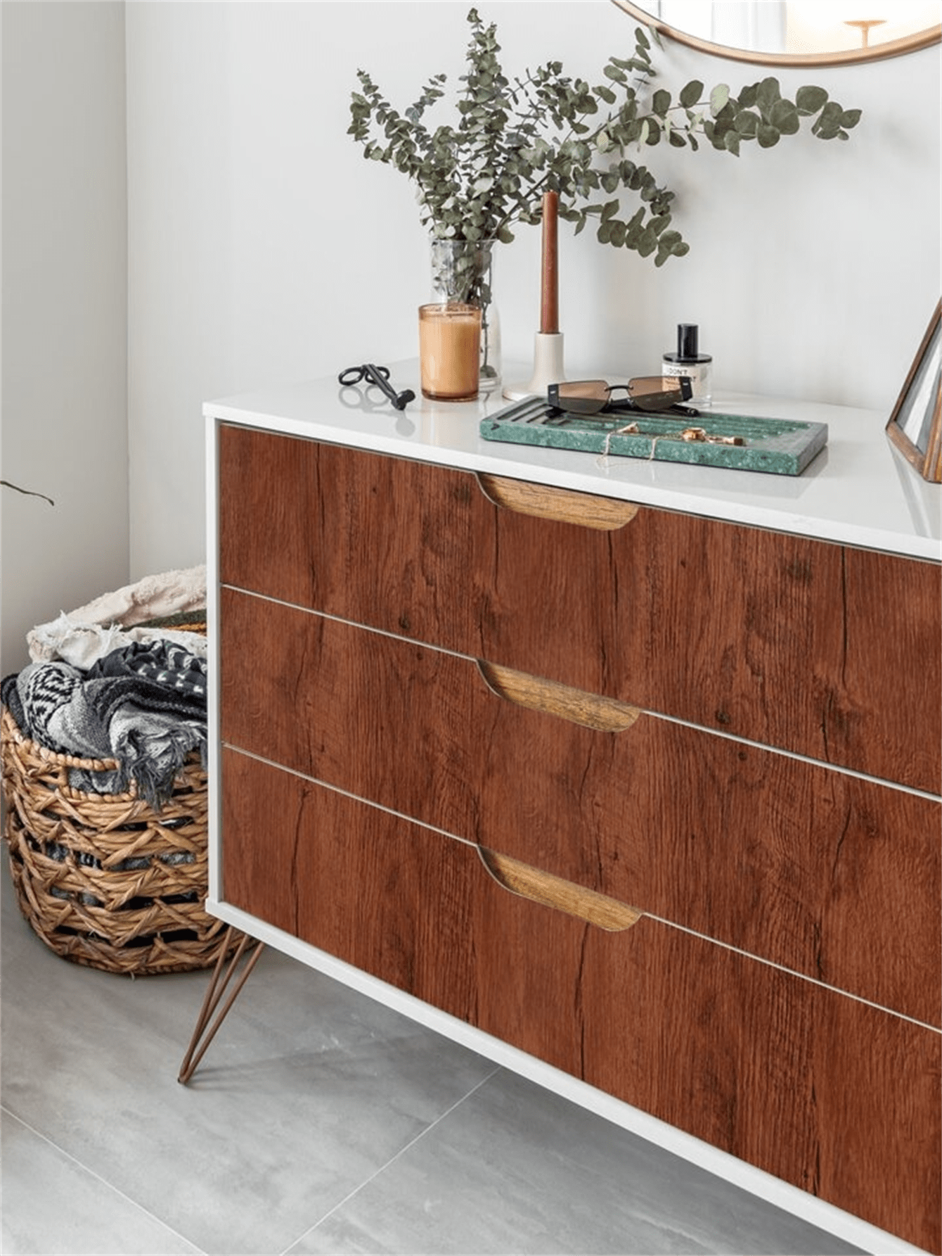 1 Roll Of Gray Wood Grain Stickers Furniture Renovation Wallpaper PVC ...