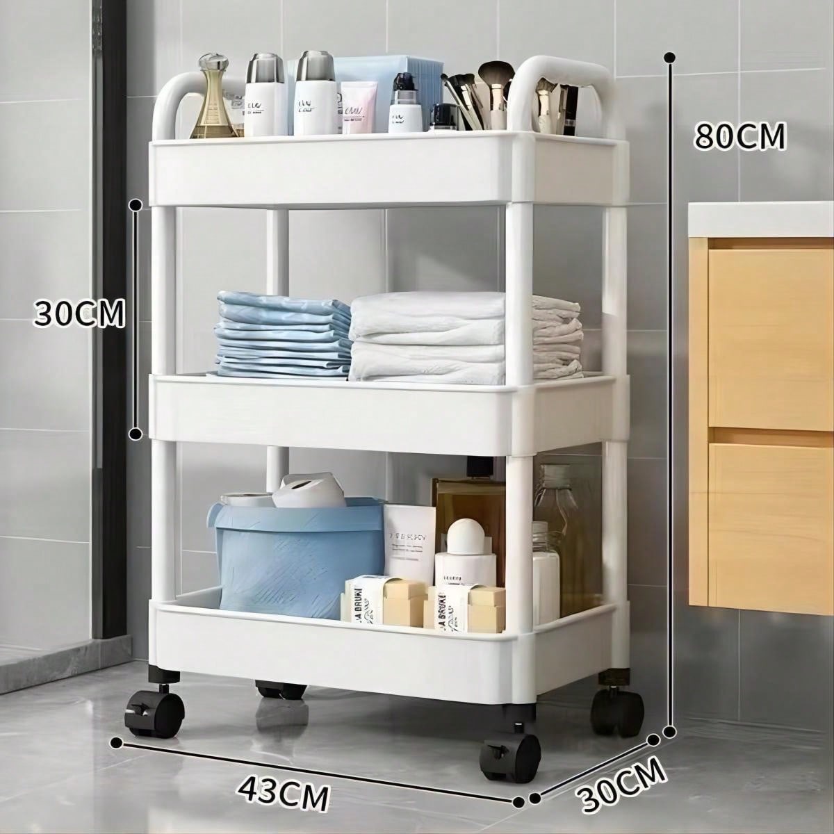 Small Cart Freestanding Shelving Unit For Bedroom, Kitchen, Dorm Room ...