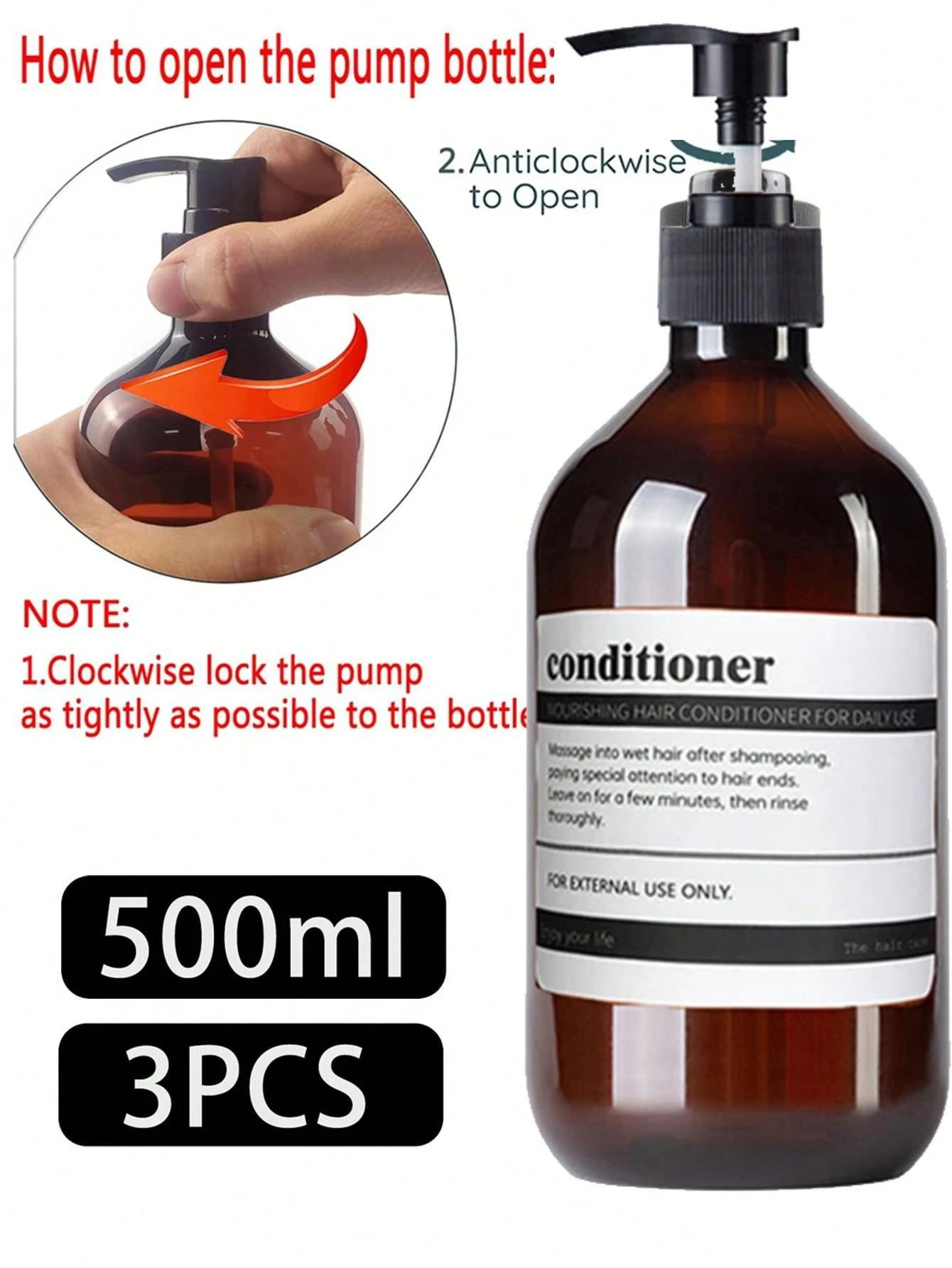 2/3Pcs 500ml/16.9oz Refillable Lotion Dispensers Bottles With 8 Labels ...