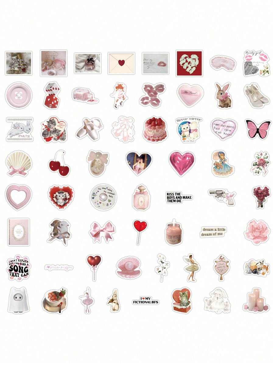 60 Pcs Coquette Stickers Vinyl Waterproof Stickers Scrapbook,Journaling ...
