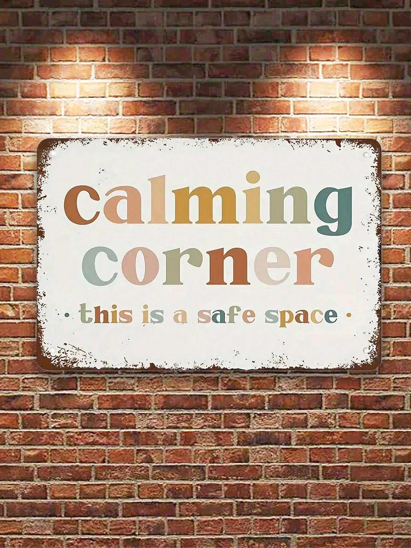1pc NAMEY Funny Vintage Tin Metal Sign Calming Corner Sign Safe Space ...