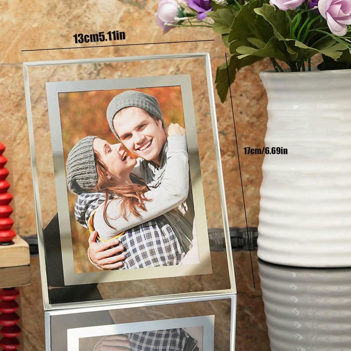 1pc Minimalist Crystal Glass Frame For 6 Inch Photo With Stand For 5&7 ...