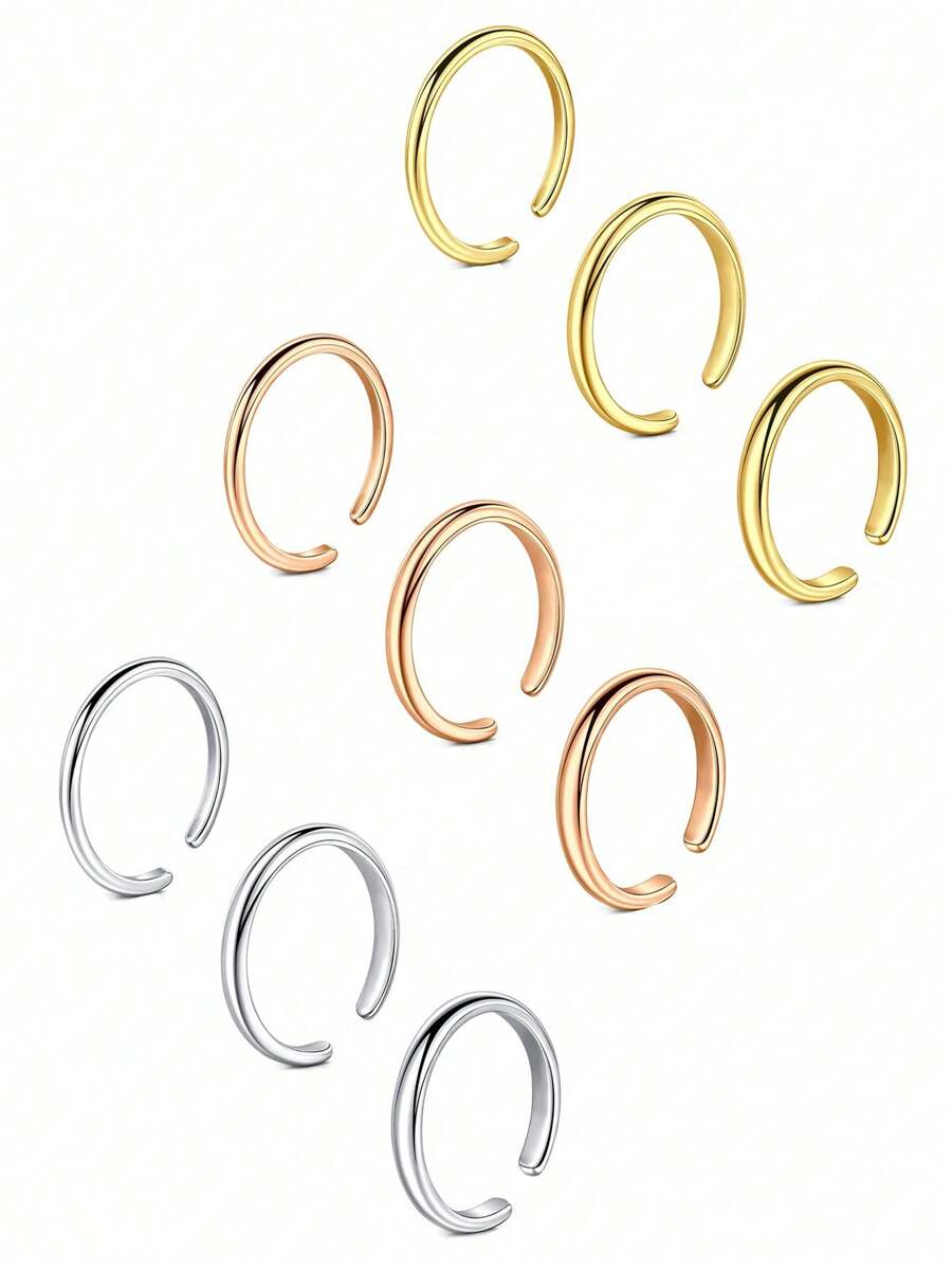 3cs/Set Surgical Stainless Steel Band Ring Toe Rings For Women ...