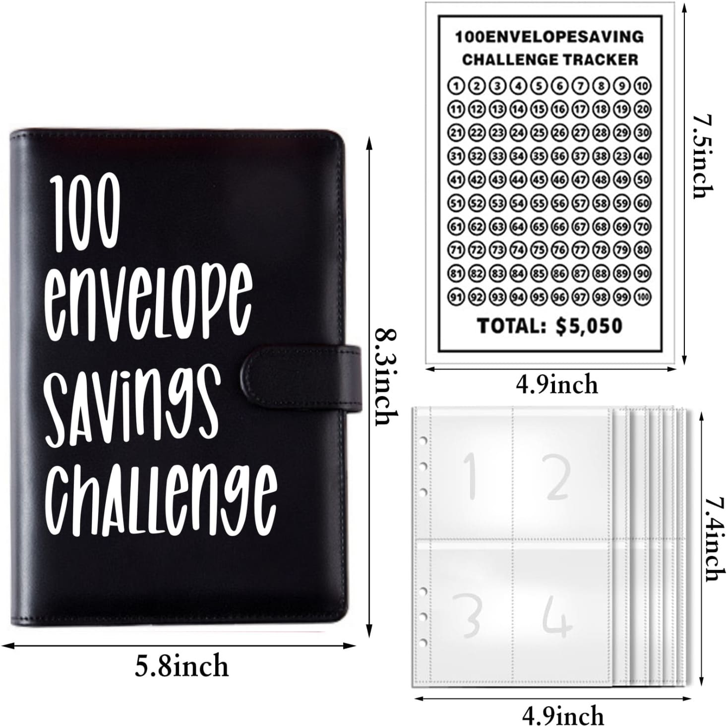 100 Envelopes Saving Challenge,Envelope Challenge Binder,Savings Book ...