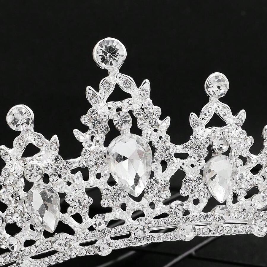 1pc Luxury Silver Crystal Princess Crown, Suitable For Women In ...
