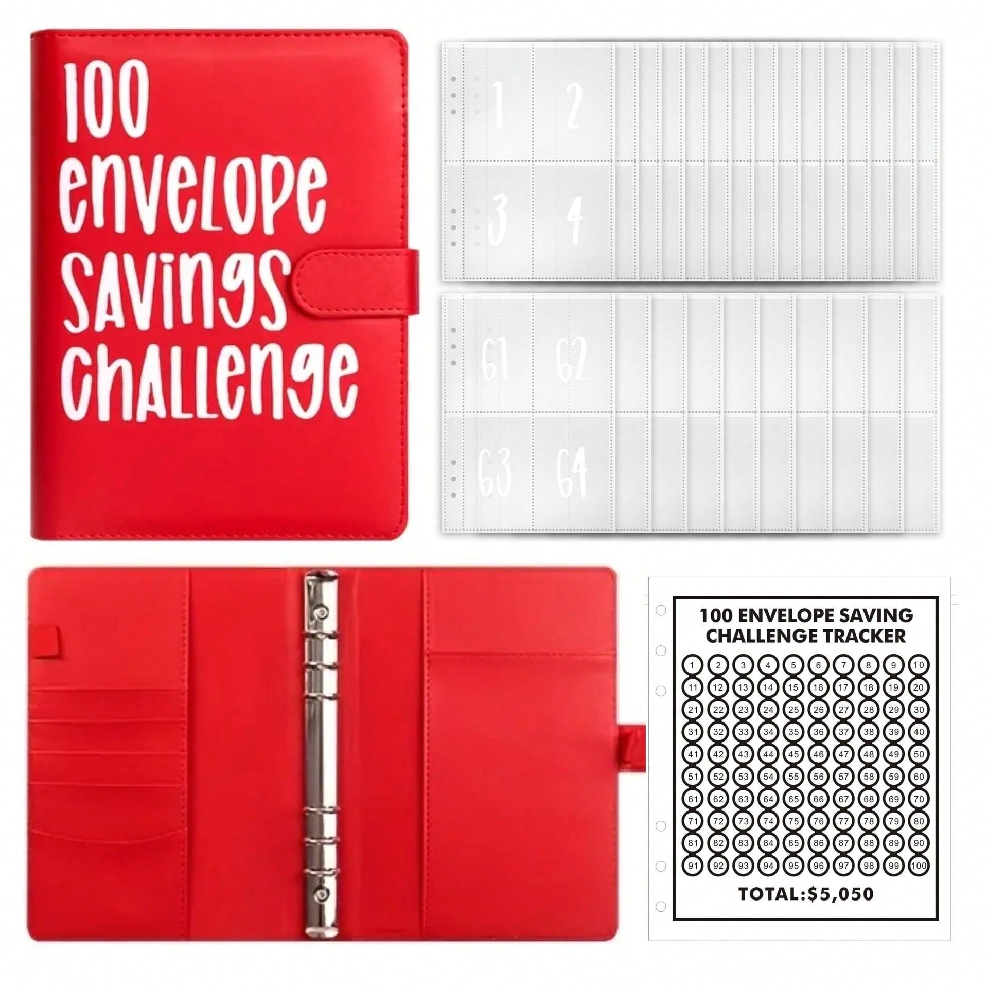 100 Envelopes Saving Challenge,Envelope Challenge Binder,Savings Book ...