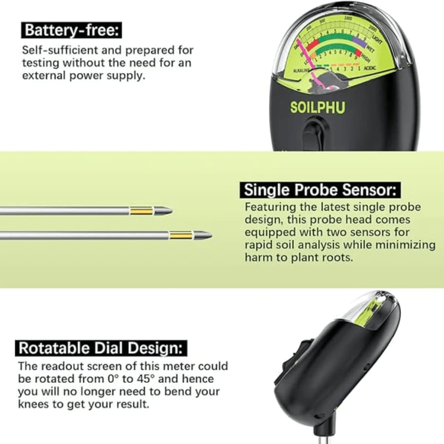 4 In 1 Soil Pointer Meter, Soil Moisture PH Sunlight Intensity ...