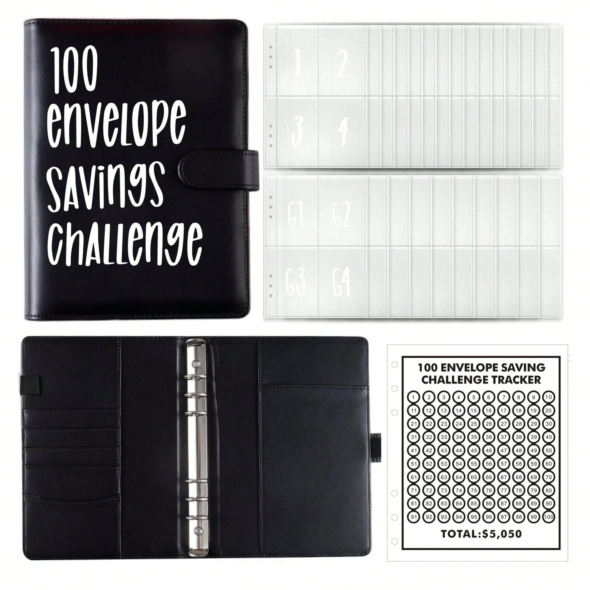 100 Envelopes Saving Challenge,Envelope Challenge Binder,Savings Book ...