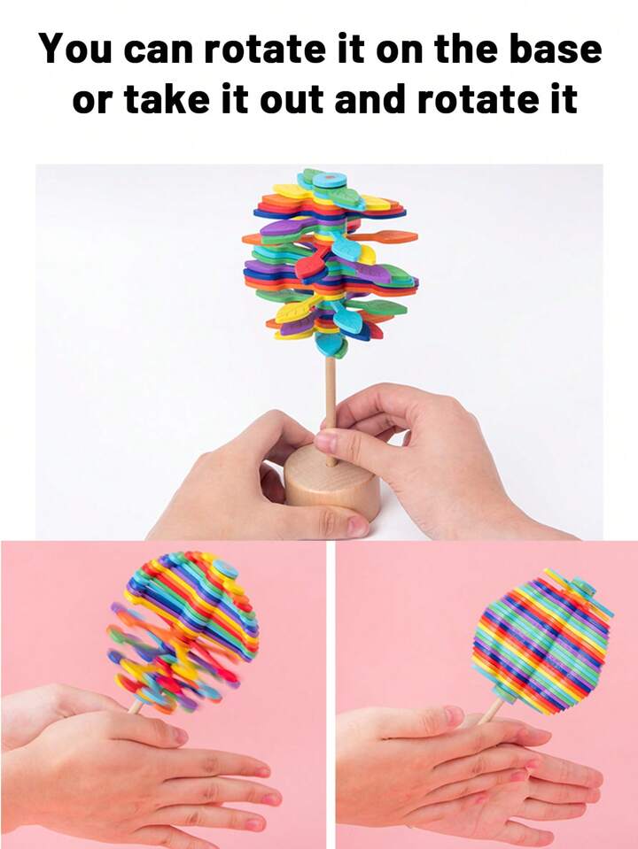 Wooden Fibonacci Series Spiral Rotating Lollipop Creative Display ...