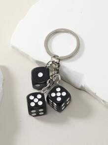 1pc Black Dice Shaped Designer Bag Accessory Key Chain Charms Keyrings ...
