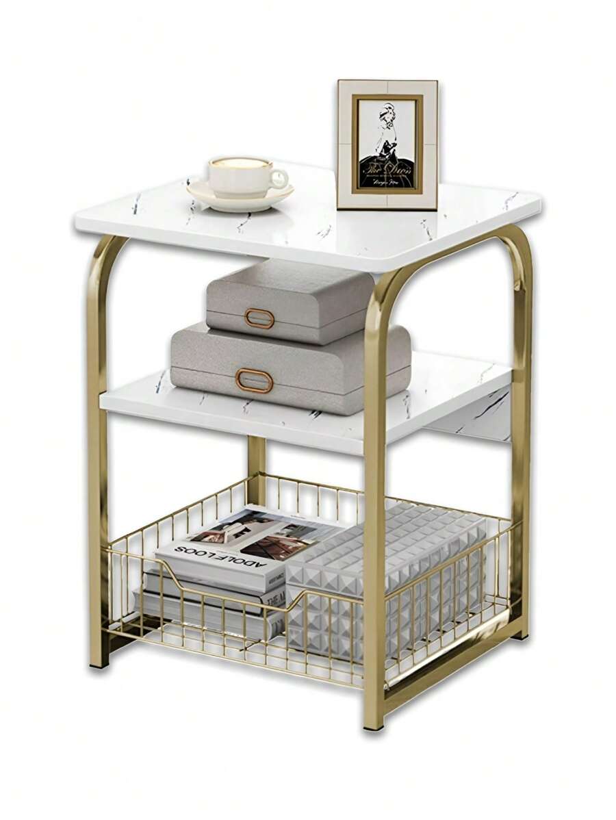Bedside Table Storage Sofa Side Table Tea Table For Living Room With 2 ...