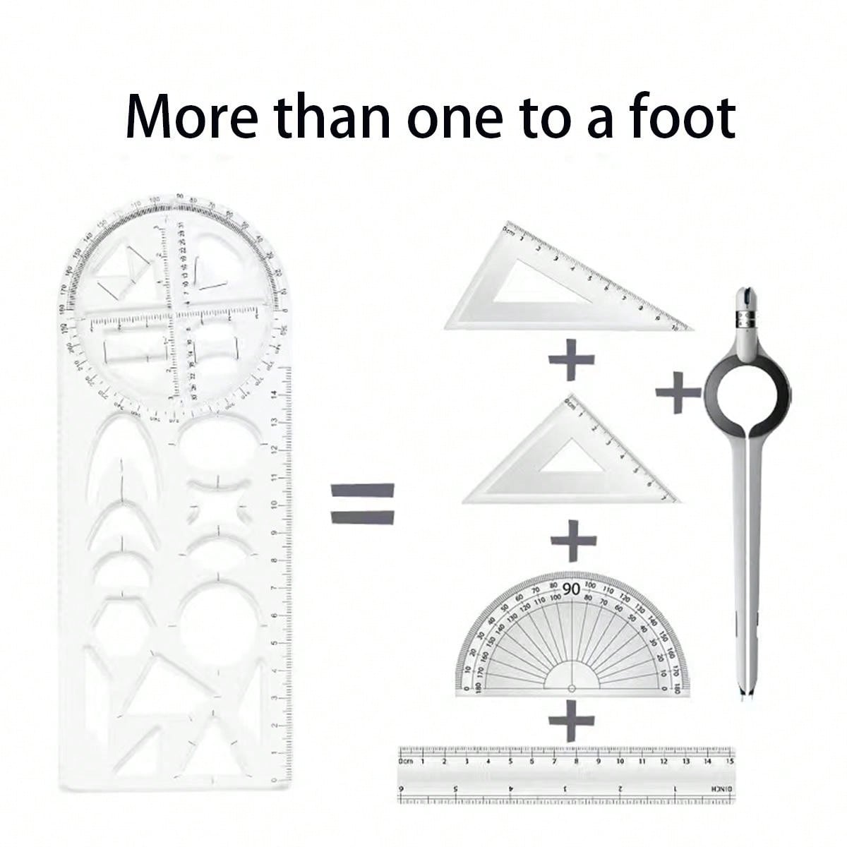 1pc Multi-Functional Geometric And Technical Drawing Ruler With Math ...