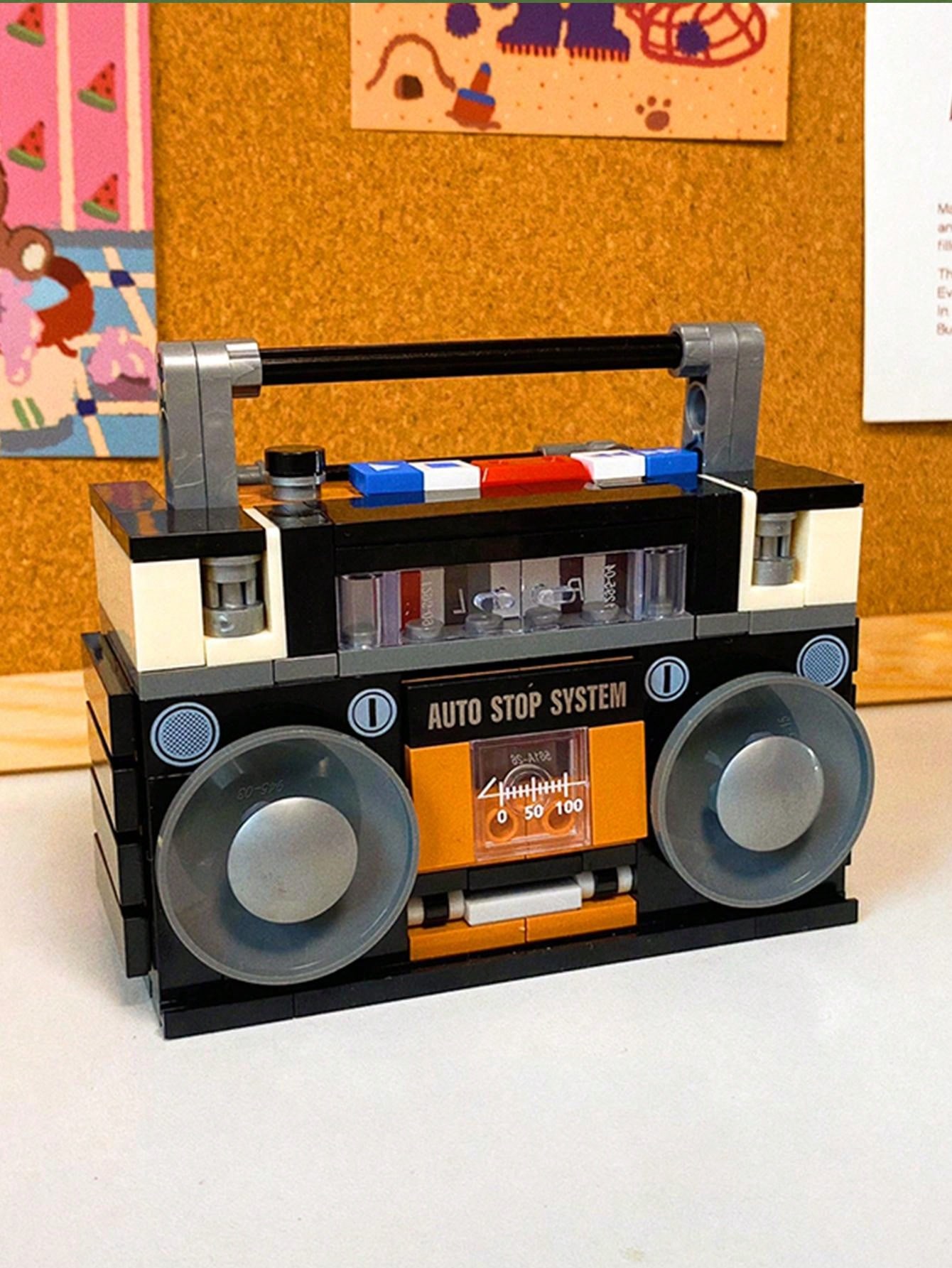 Retro Office Decoration 1988 Cassette Tape Radio Diy Building Blocks ...