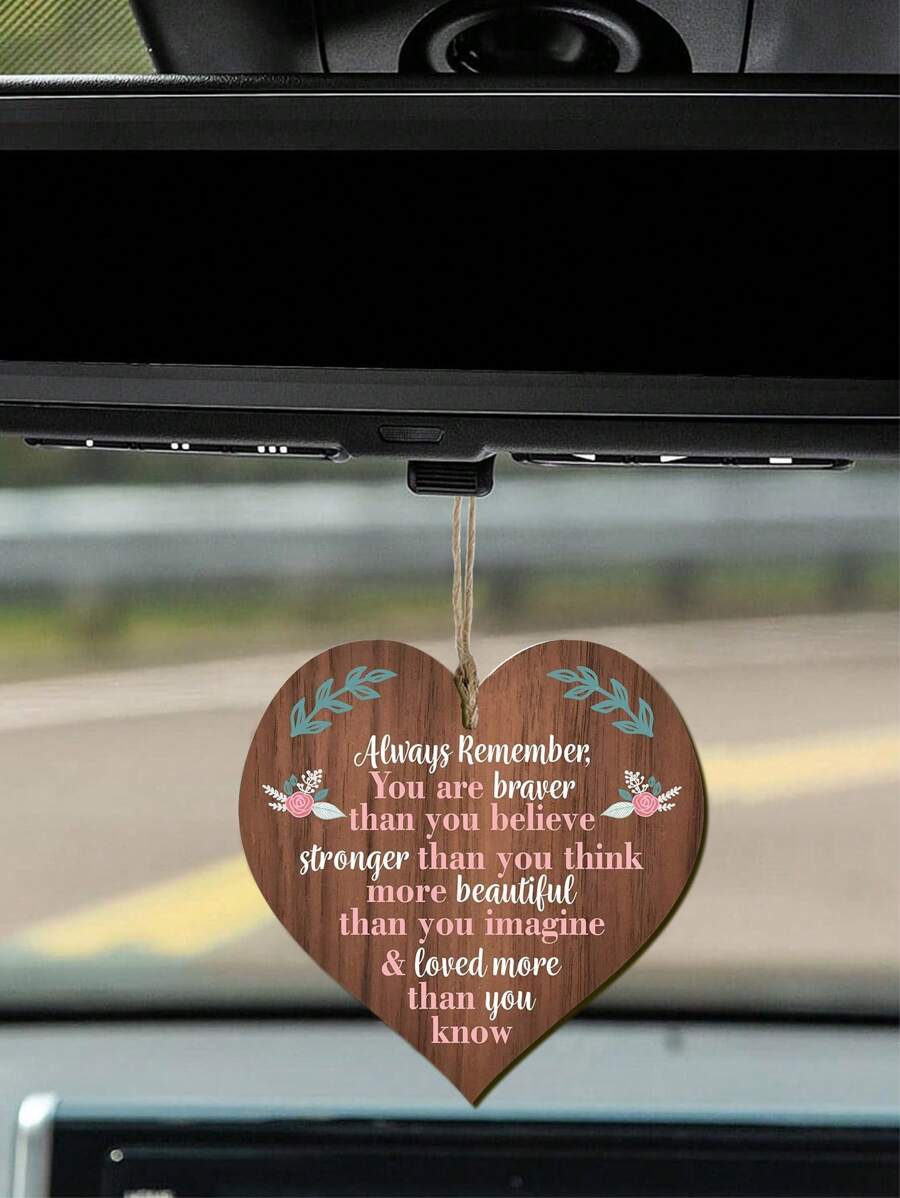 1PC Always Remember You Are Braver Wooden Heart Hanging Signs,Positive ...