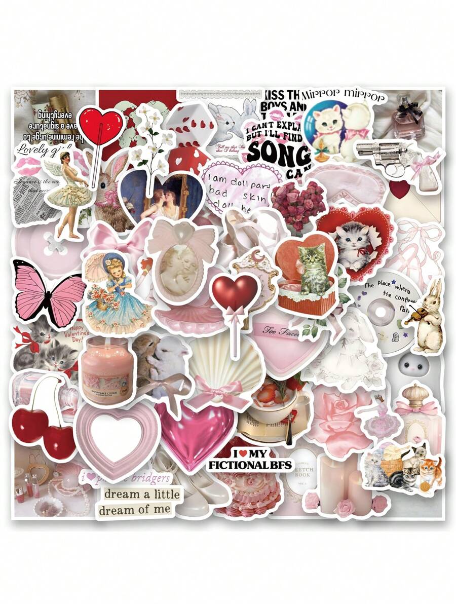 60 Pcs Coquette Stickers Vinyl Waterproof Stickers Scrapbook,Journaling ...