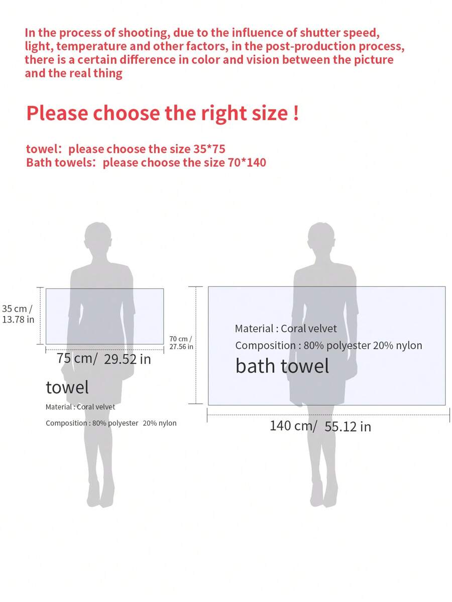 1pc Coral Fleece Towel & Bath Towel Set, With Cute Fruit Embroidery & Bound Edges, Quick Drying ...