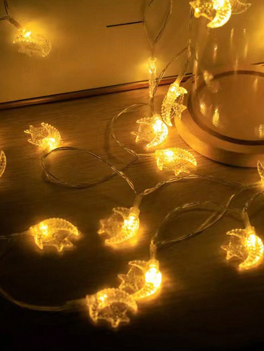 1pc Star And Moon String Light, Warm White Fairy Light For Bedroom ...