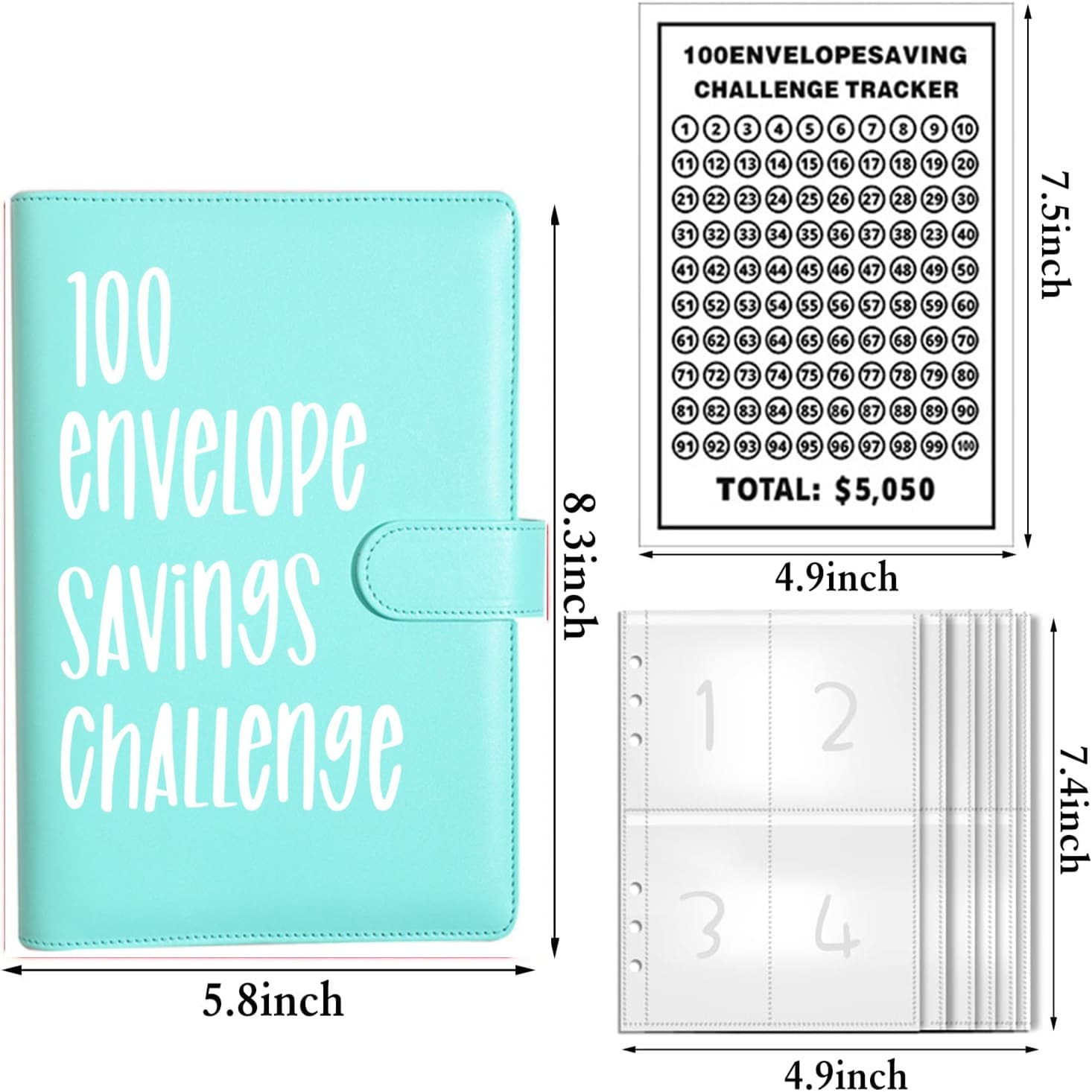 100 Envelopes Saving Challenge,Envelope Challenge Binder,Savings Book ...
