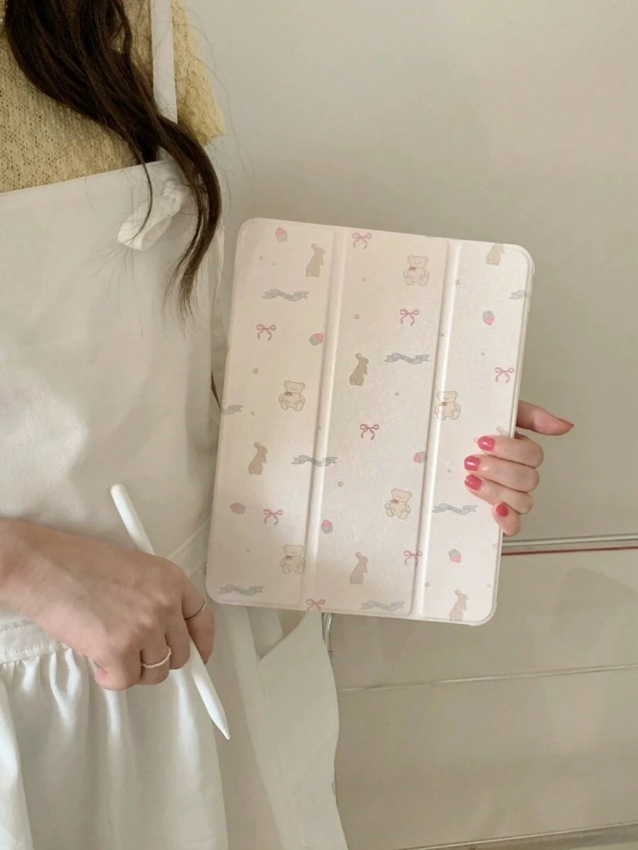 Pink Mirror Finish Colorful Ribbon Design Rotatable Stand Tablet Case ...