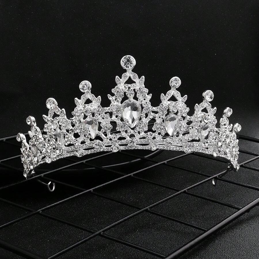 1pc Luxury Silver Crystal Princess Crown, Suitable For Women In ...
