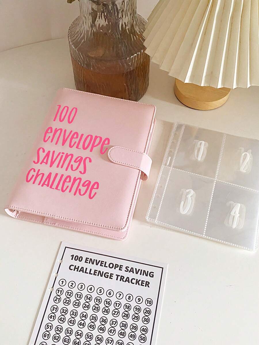 1pc Couple's 100-Day Money Saving Challenge Cash Organizer Binder With ...