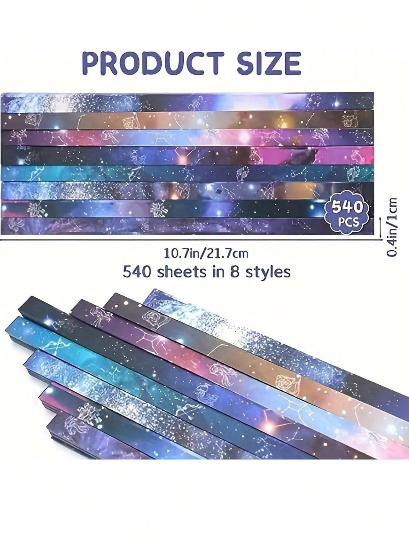 540 Sheets Lucky Star Origami Paper Strips, 8 Different Designs Of ...