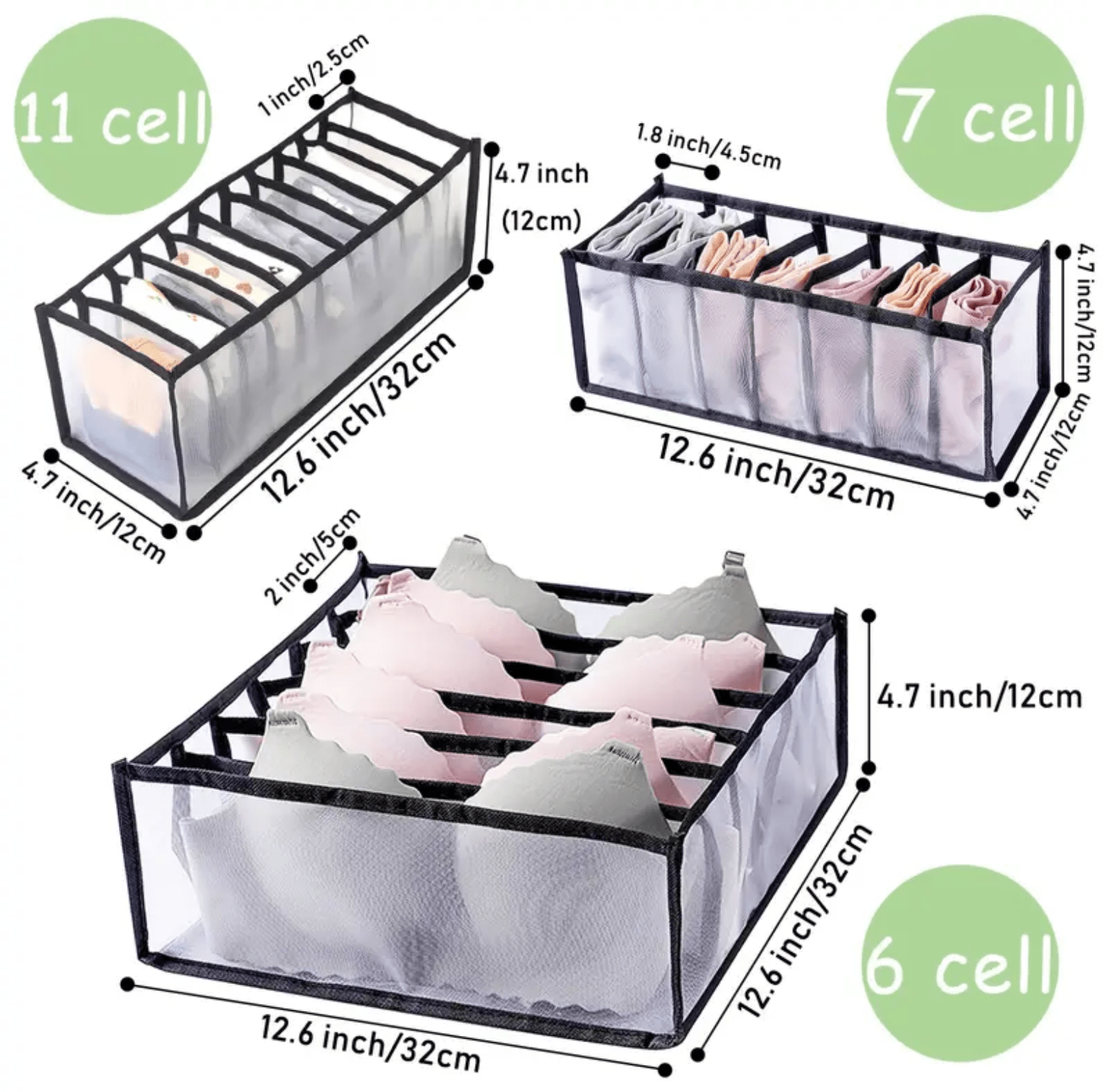 5pcs Foldable Nylon Bra Storage Box - Closet Drawer Divider, For Women ...