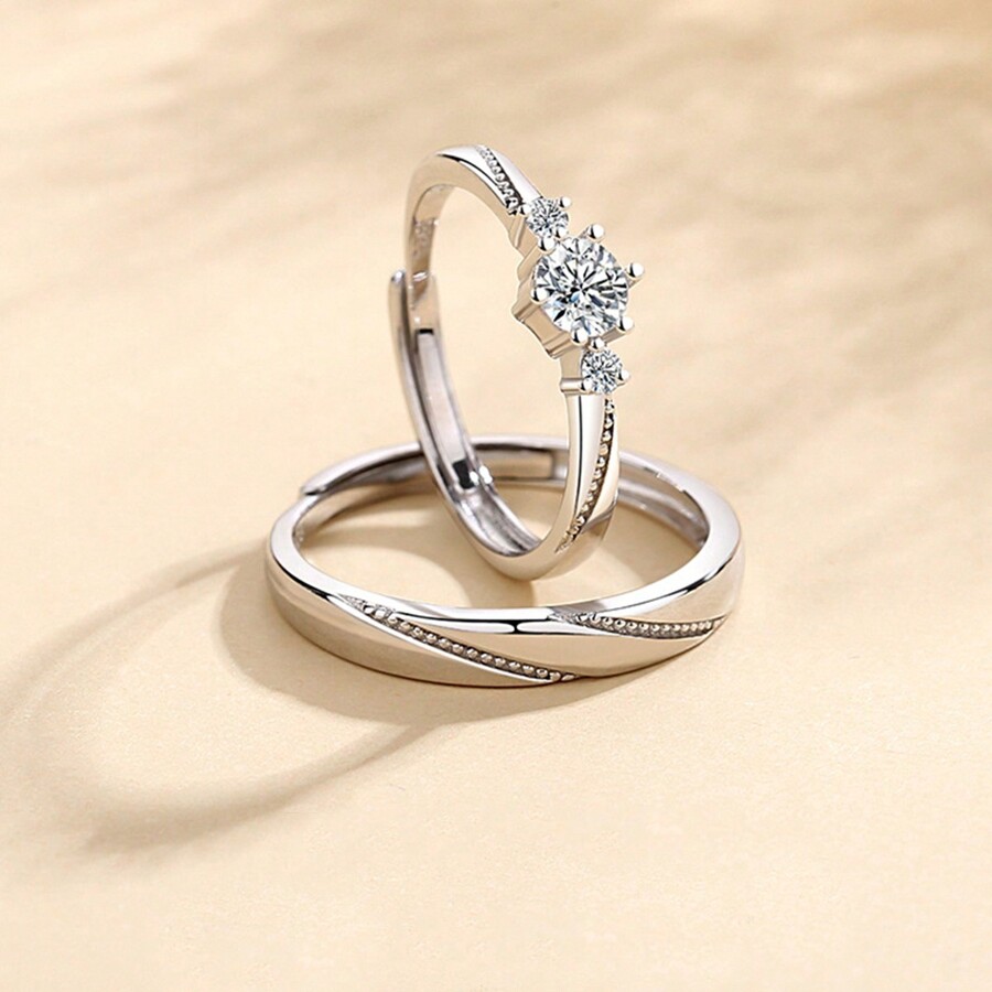 1 Set Of Valentine's Day Small Fresh And Simple Diamond-Encrusted Love ...