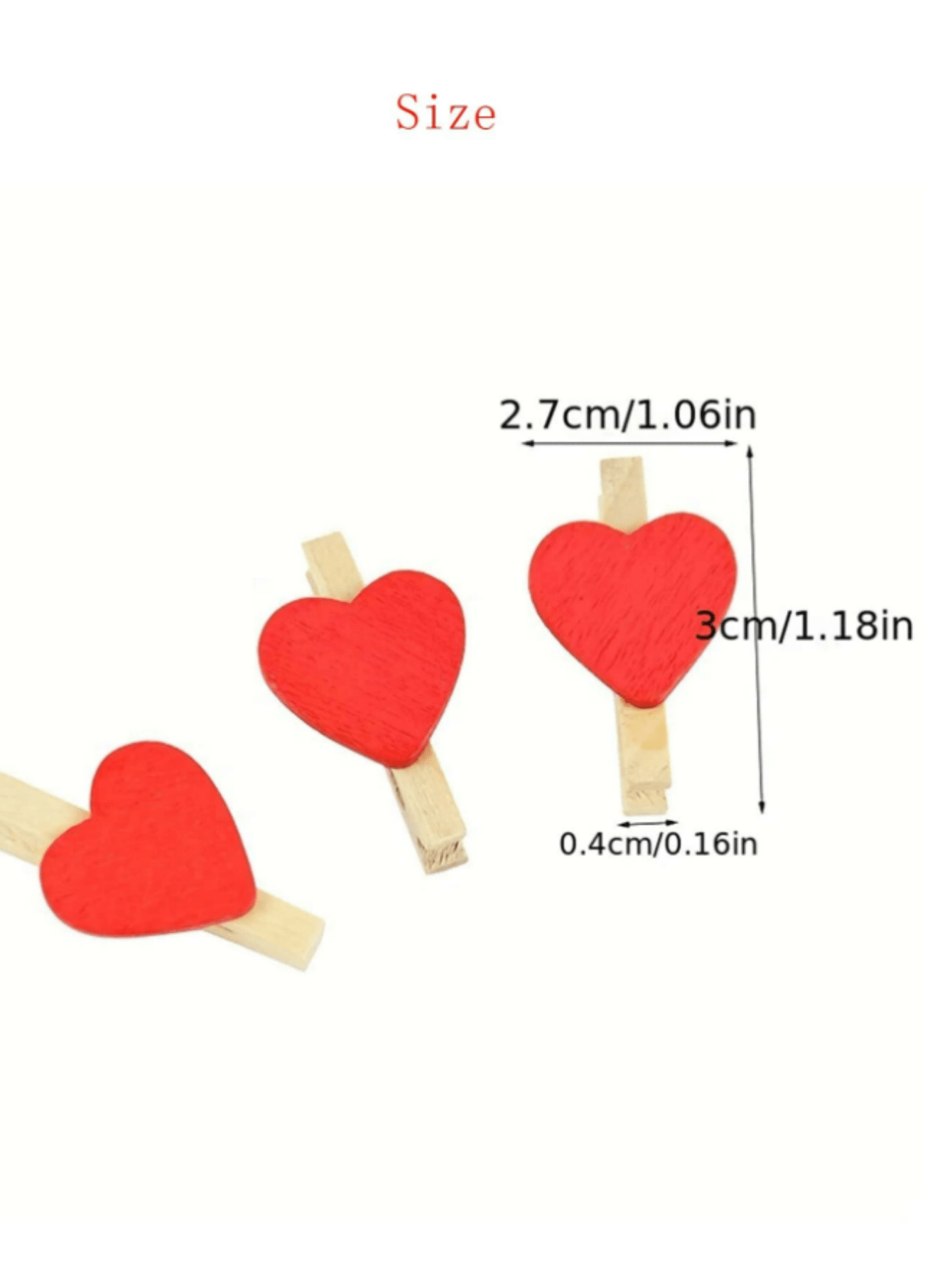 30Pcs Wooden Heart Clothespins, Red Small Clothespins With Heart, Heart ...