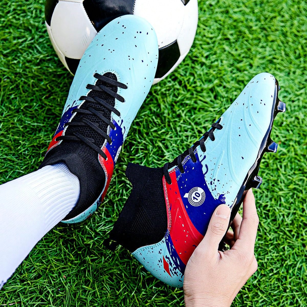 Unisex High Top Professional Football Shoes With Long Studs, Suitable ...