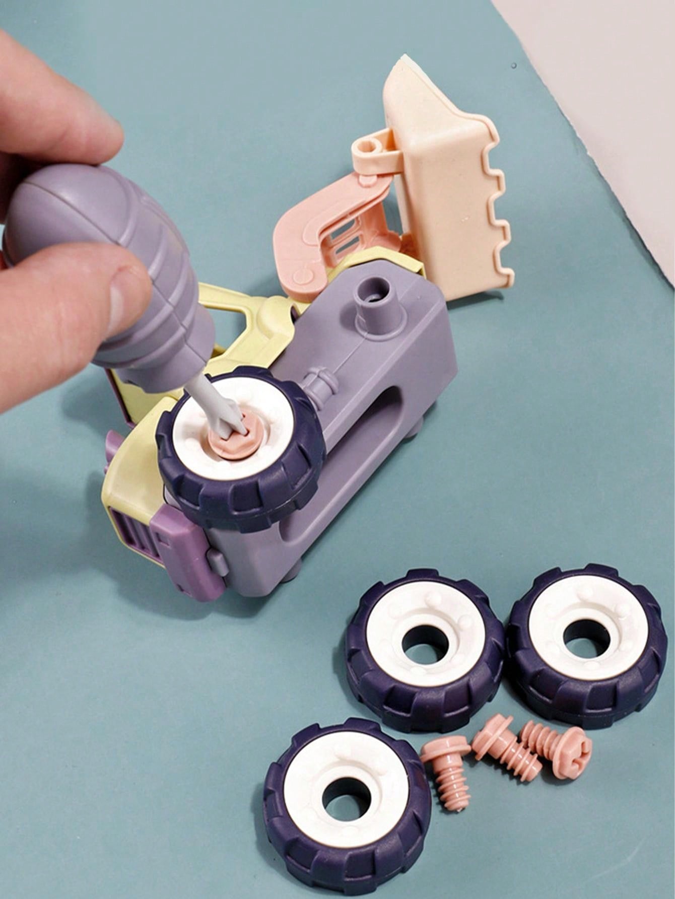 1pc Children's Diy Assembling Engineering Vehicle Toy With Screw Nuts ...