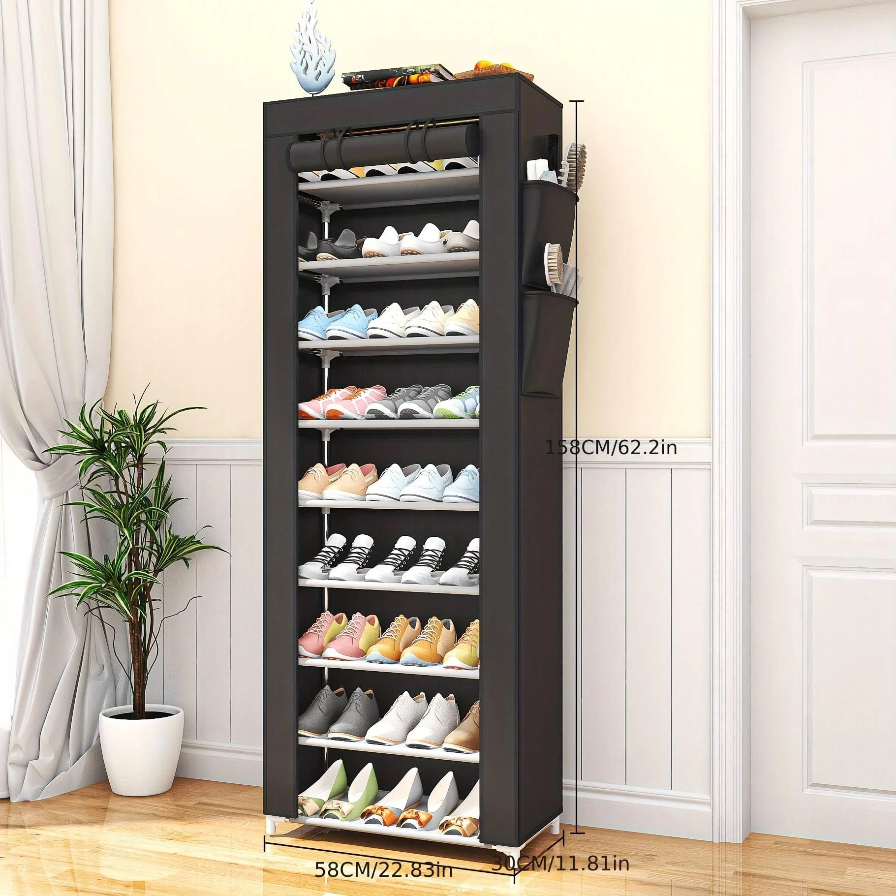 10-Layer Dustproof Fabric Shoe Rack Shoe Cabinet | SHEIN USA