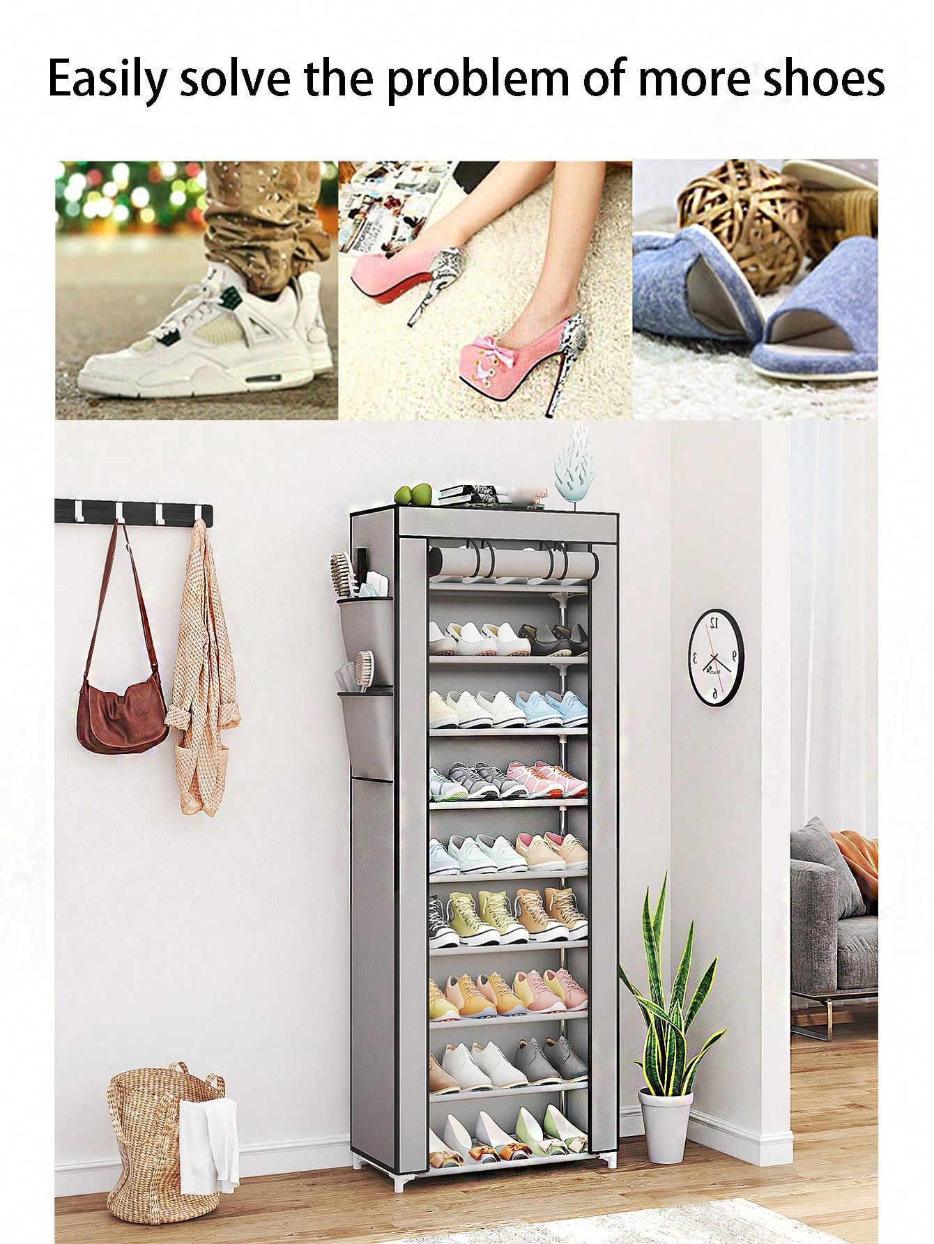 10-Layer Dustproof Cloth Shoe Rack Shoe Cabinet | SHEIN EUR