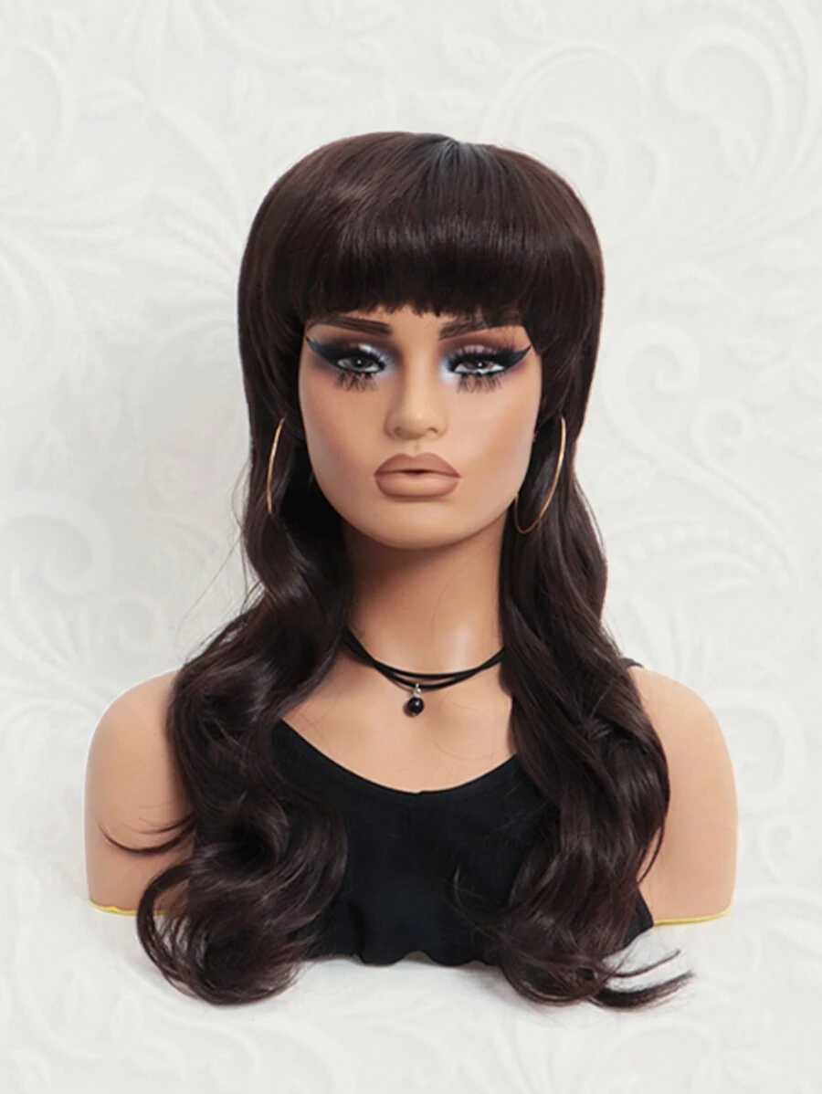 Body Wave Synthetic Hairpieces Pixie Cut Wig With Bangs For Women ...
