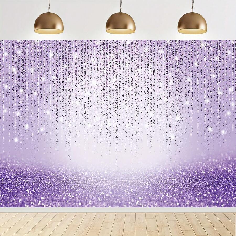 1pc, Purple Glitter Backdrop For Photography, Purple Bokeh Spots ...