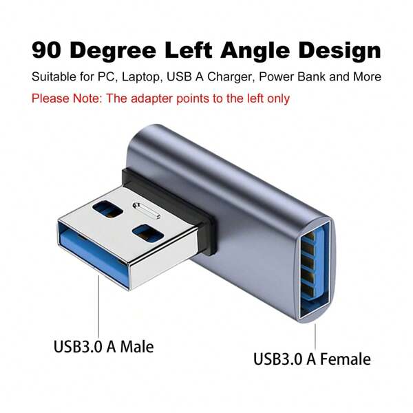 90-Grad-USB-3.0-Adapter, nach oben/unten gerichteter abgewinkelter USB-Typ-A-Stecker-auf-Buchse ...