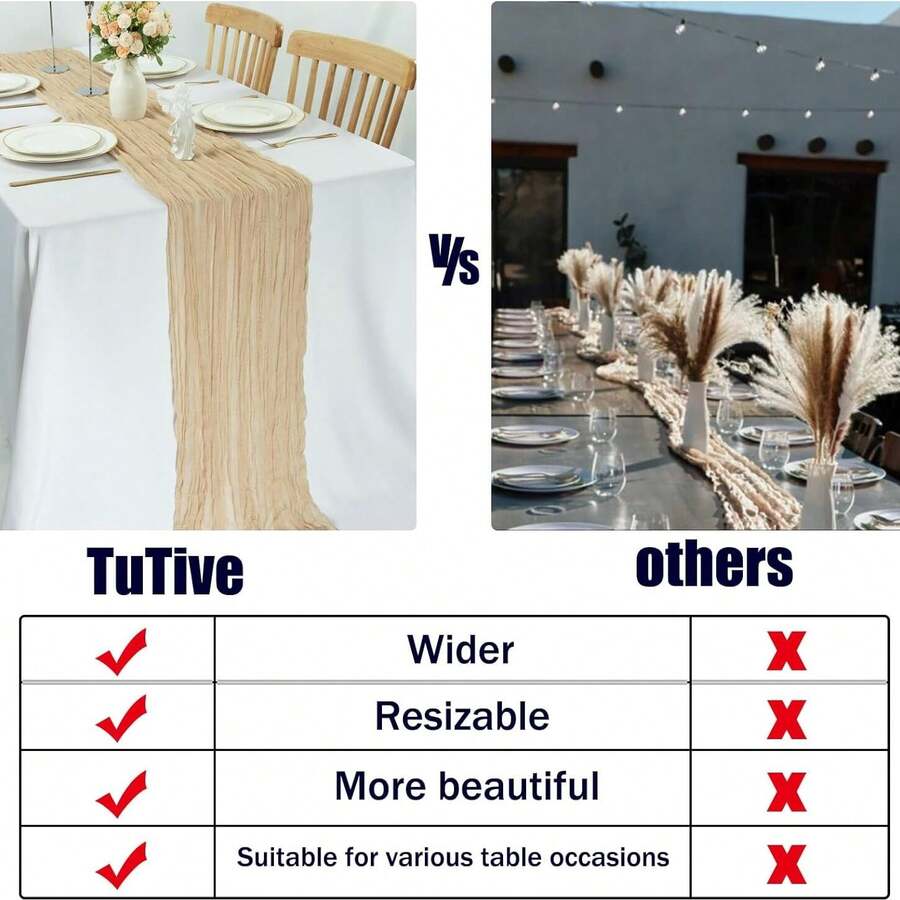 1pc Cheese Cloth Table Runner, Gauze Table Runner, Romantic Wedding ...