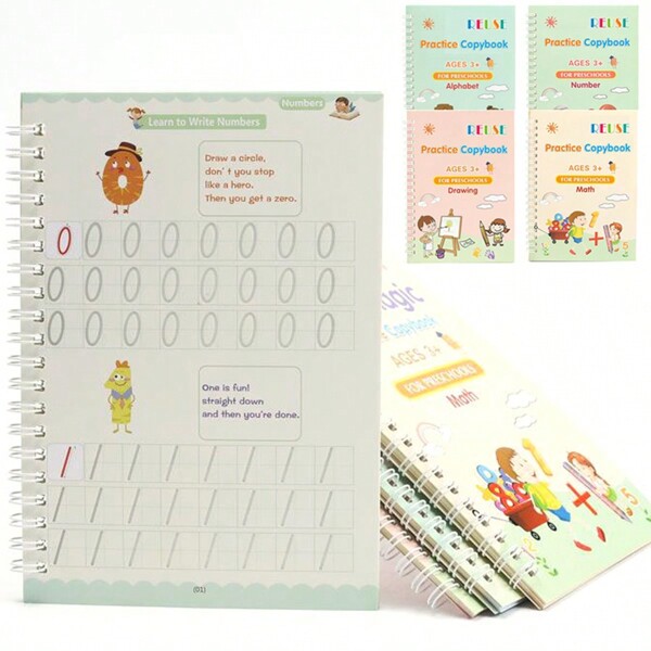 4 Book/Set Children Writing Exercise Book Without Pen Letter Number ...