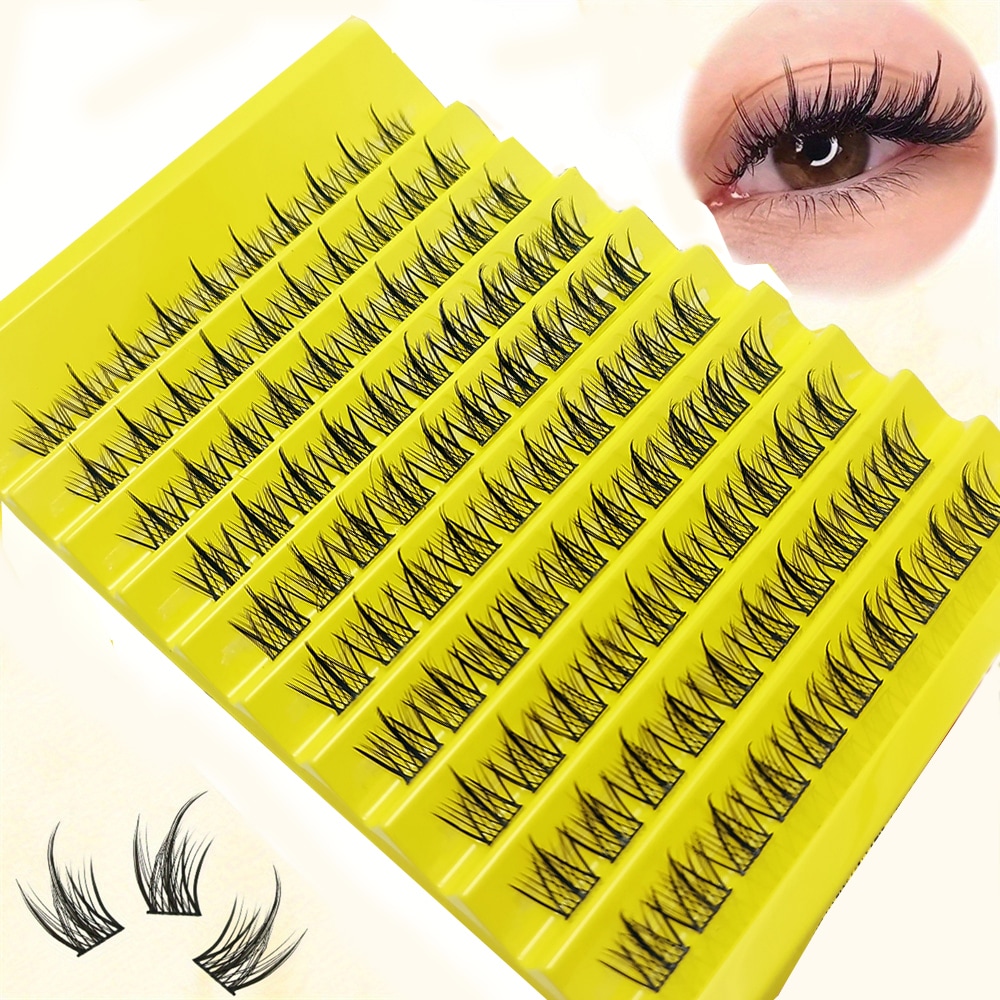 100 Clusters Lashes, DIY Cat Eye Segmented Eyelashes Clusters Fluffy ...