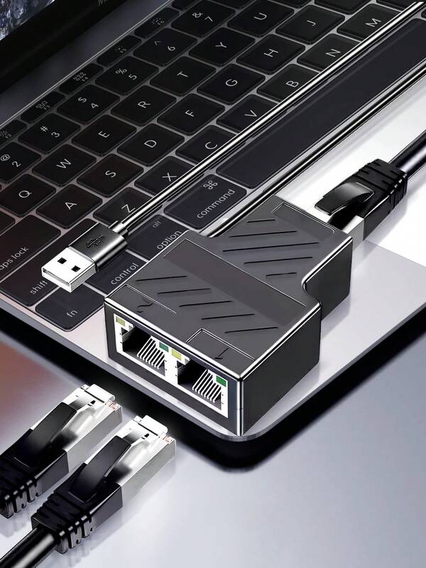 Ethernet Splitter, 100mbps Network Sharing Adapter 1 To 2 Socket Lan ...