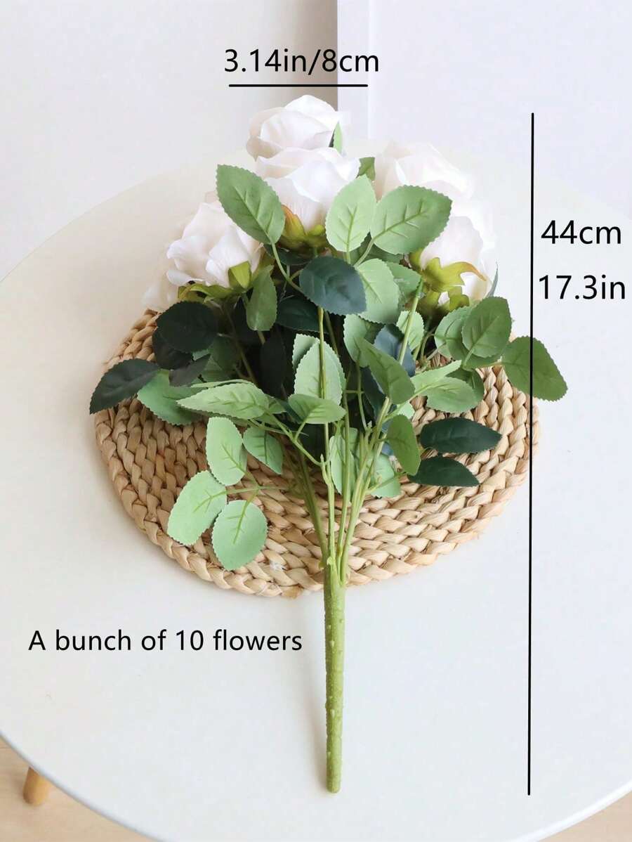10pcs Artificial Rose Flowers Silk Flowers For Living Room Table ...