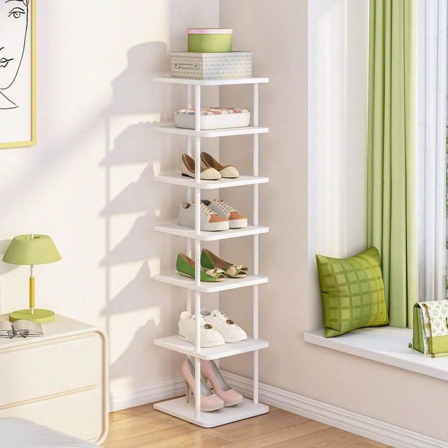 Shoe Rack Organizer 7 Tier Vertical Storage Stand, Modern Corner Free ...